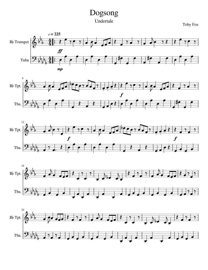 Dog Song Sheet music for Tuba, Trumpet in b-flat (Brass Duet ...