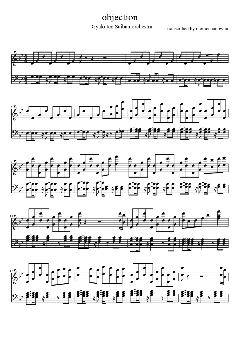 Objection (piano ver) Sheet music for Piano (Piano Duo) | Musescore.com