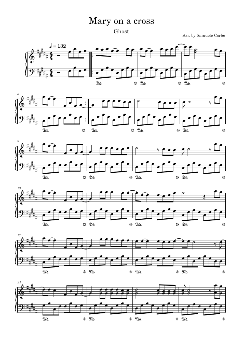 Mary on a cross Sheet Music for Piano (Solo) | MuseScore.com
