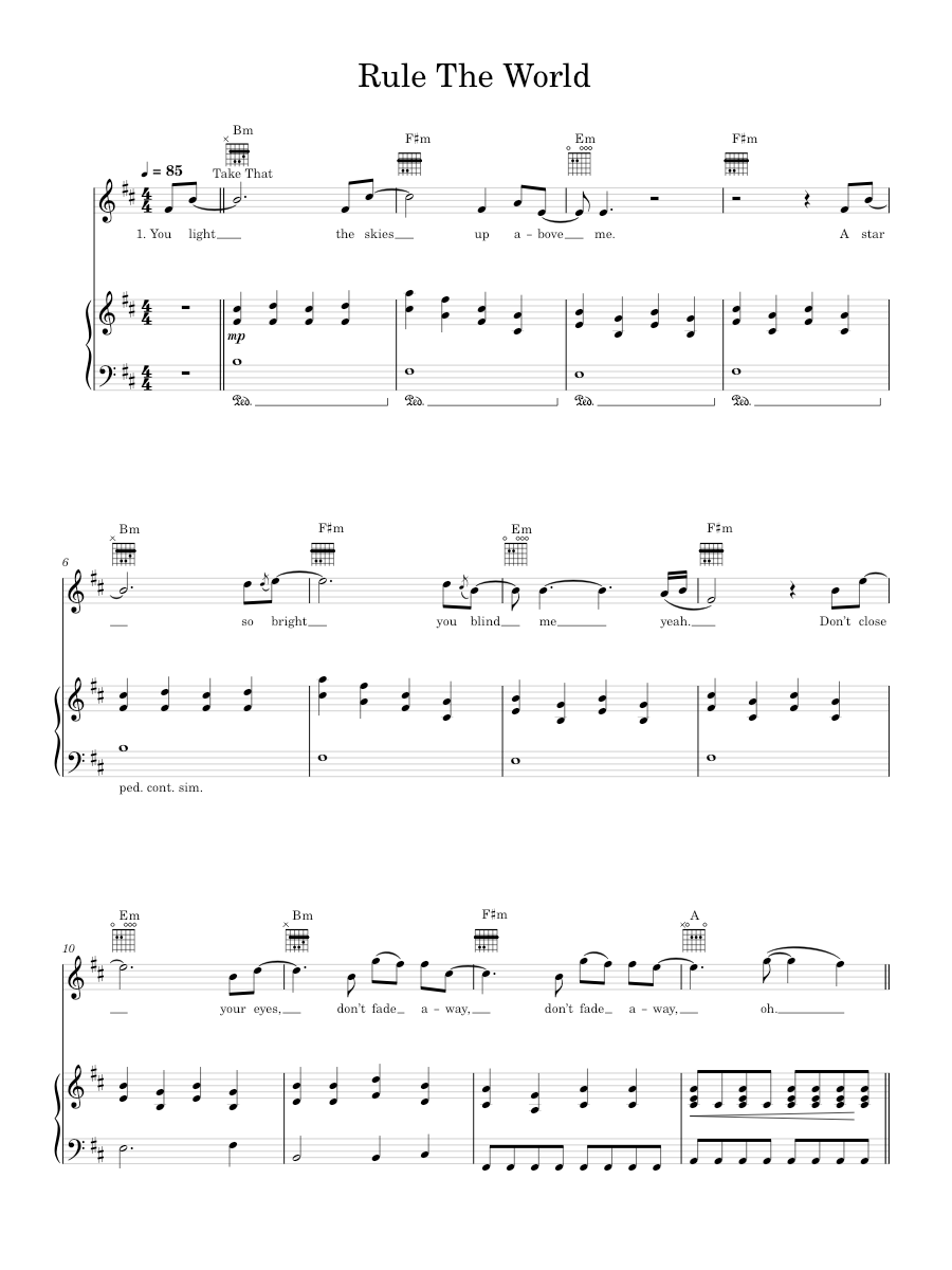 Play Official version of Rule the world sheet music by Take That for ...