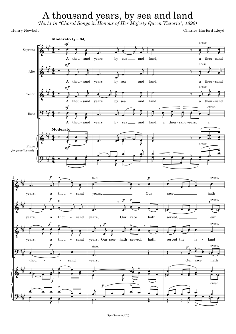 Lloyd, Charles Harford - Choral Songs for Queen Victoria, No.11 - A ...