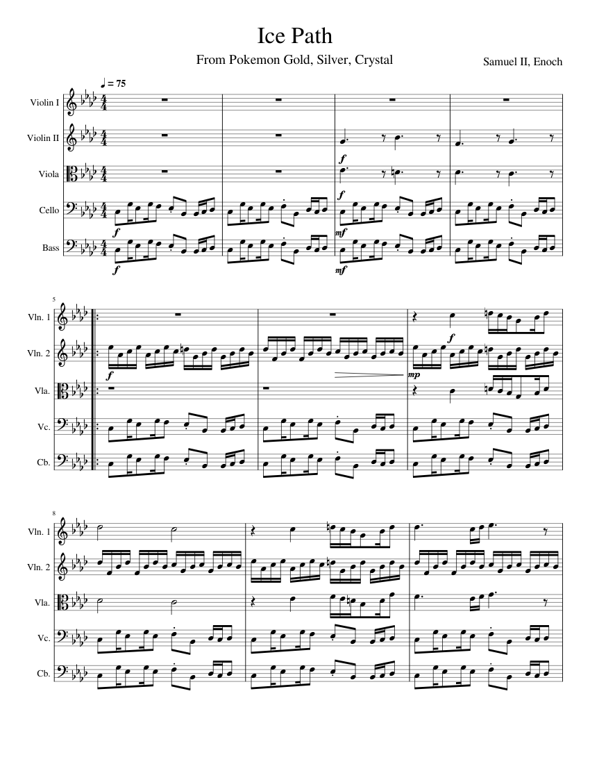 Icy Cave Sheet music for Contrabass, Violin, Viola, Cello (Symphony ...