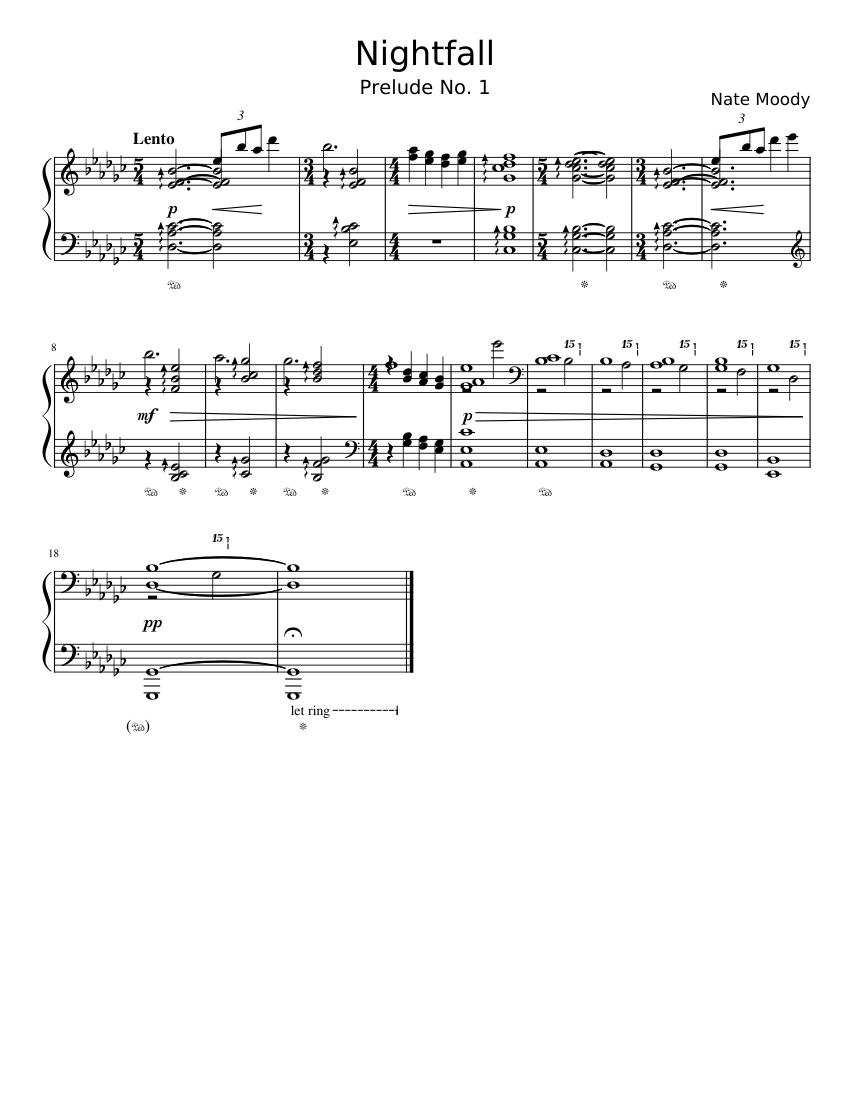 Nightfall Sheet music for Piano (Solo) | Musescore.com