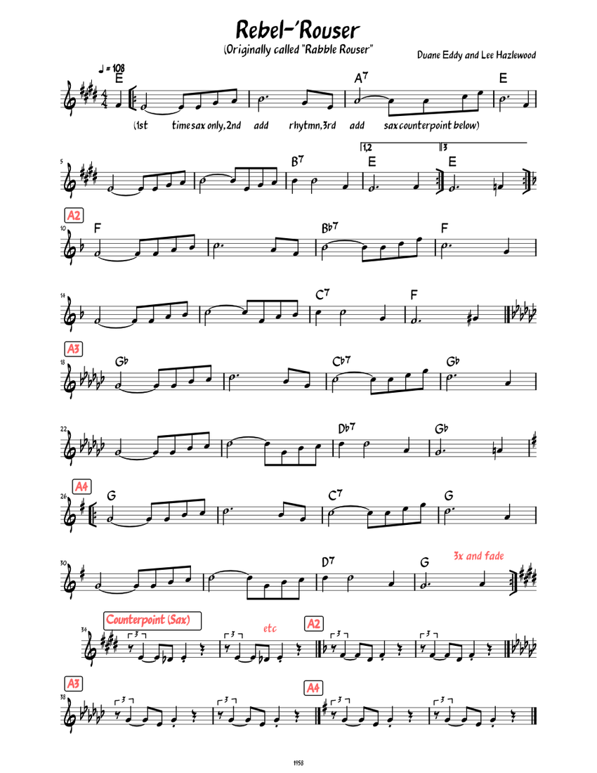 Rebel-'Rouser (Lead sheet ) Sheet music for Piano (Solo) | Musescore.com