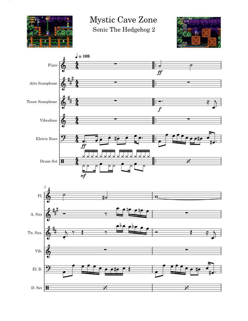 Mystic Cave Zone - Sonic The Hedgehog 2 Sheet music for Flute ...