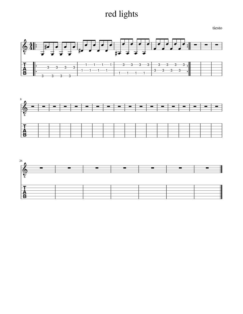 red_lights Sheet music for Guitar (Solo) | Musescore.com