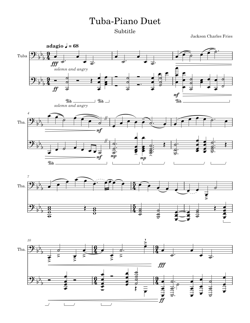 Tuba-Piano Duet Sheet music for Piano, Tuba (Mixed Duet) | Musescore.com