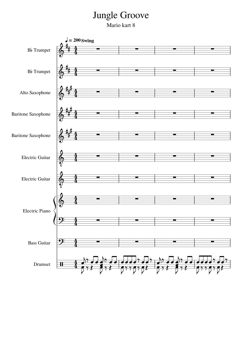 Jungle Groove Sheet music for Piano, Saxophone alto, Saxophone baritone ...