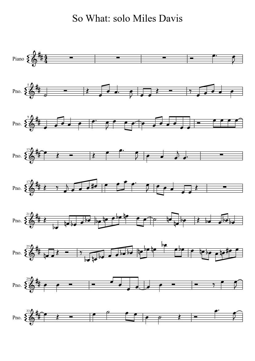 So What: solo Miles Davis Sheet music for Piano (Solo) Easy | Musescore.com