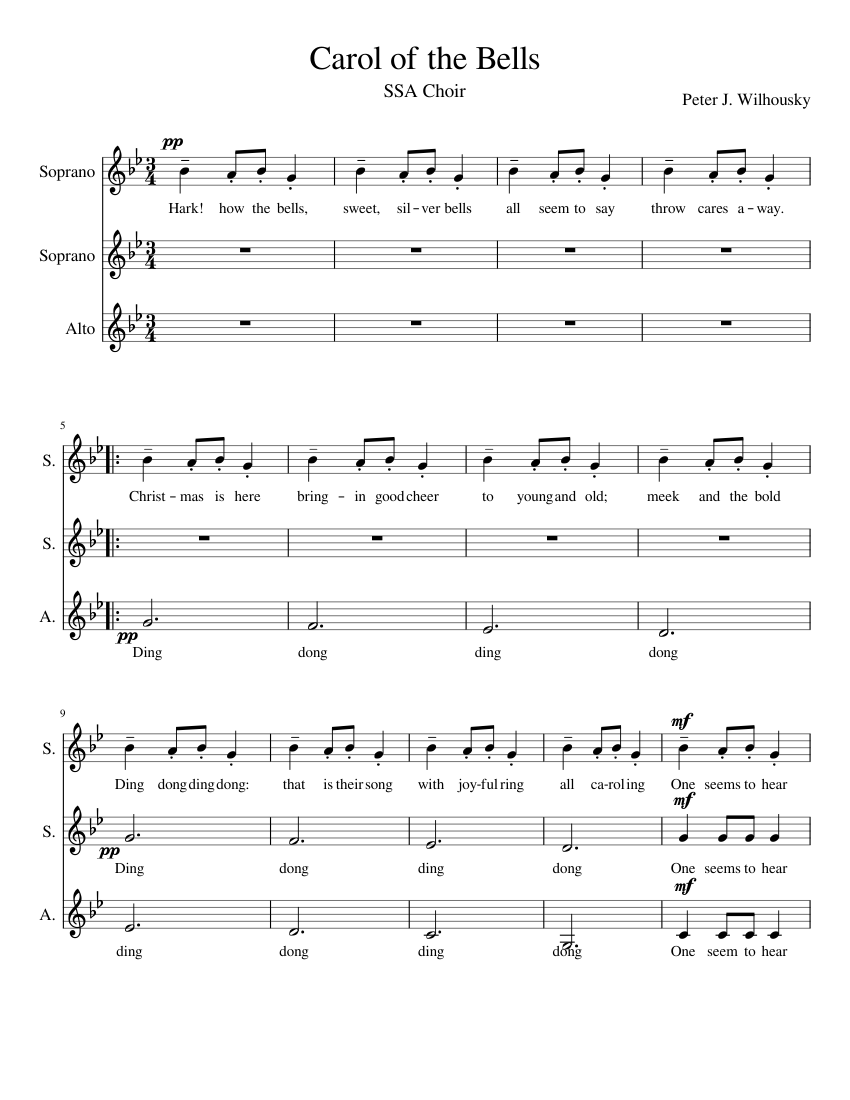 Carol of the Bells Sheet music for Soprano, Alto (Choral) | Musescore.com