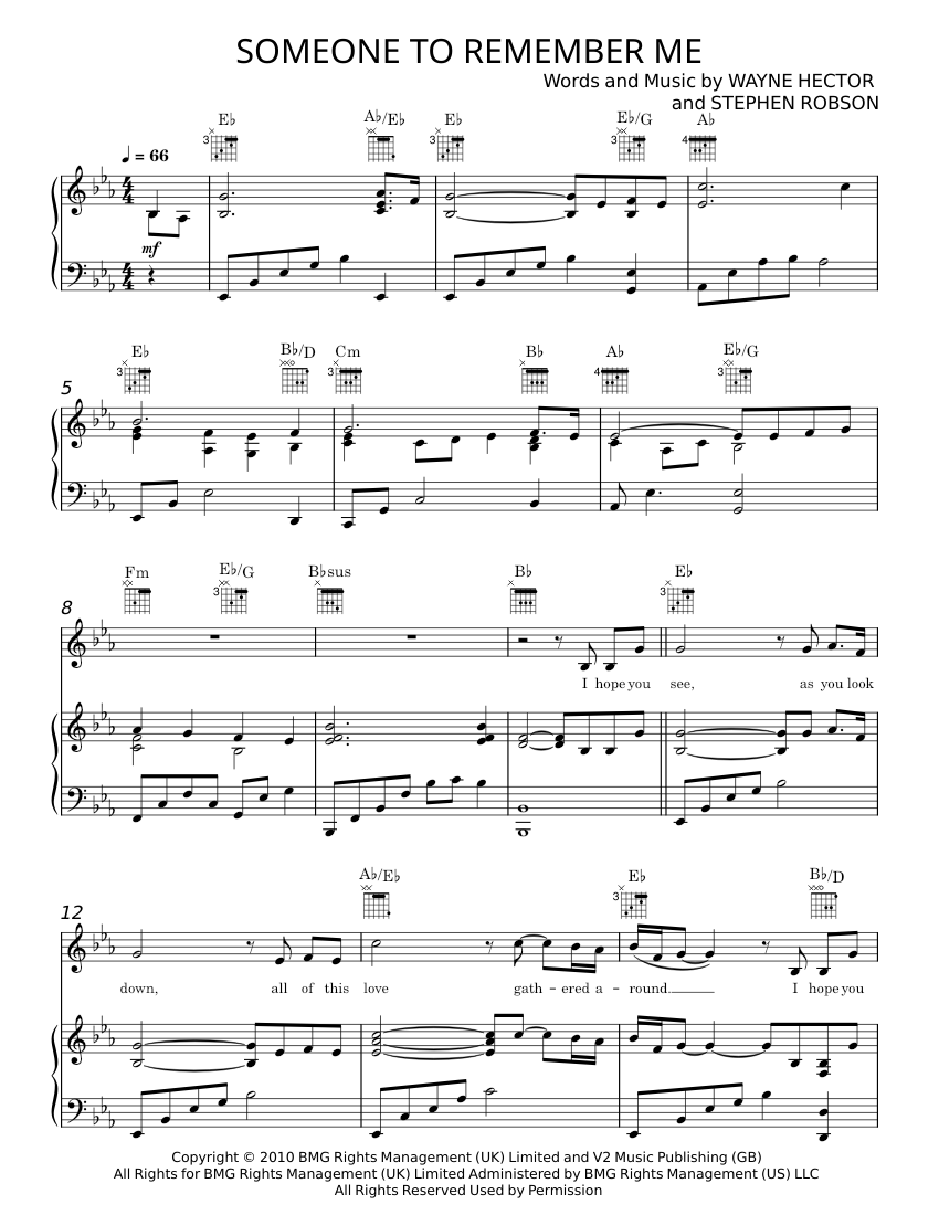 Someone To Remember Me - Russell Watson Sheet Music with Chords for ...