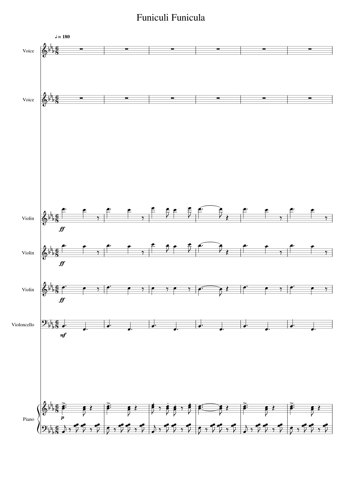 FuniCuli FuniCula Sheet music for Piano, Vocals, Violin, Cello (Mixed ...