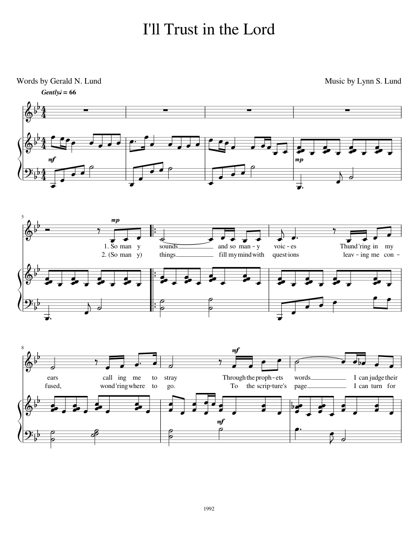 I'll Trust in the Lord Sheet music for Piano, Vocals (Piano-Voice ...