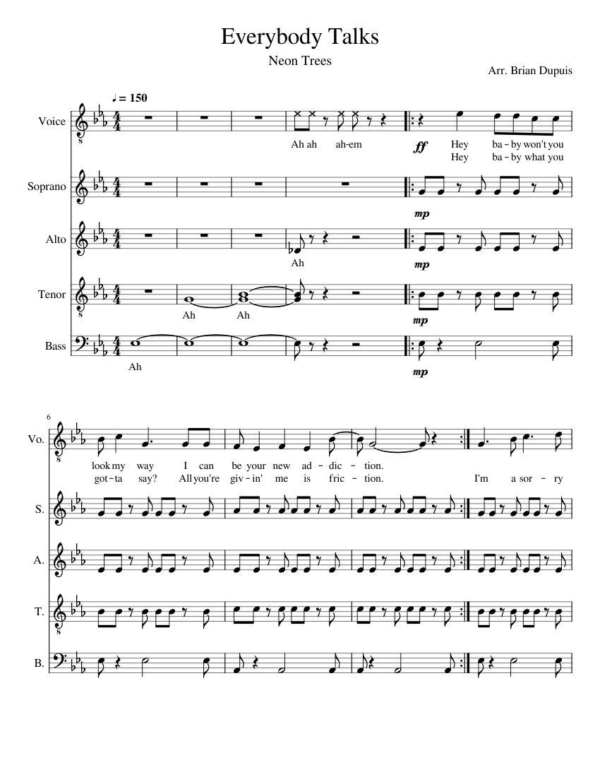 Everybody_Talks_MU Sheet music for Soprano, Alto, Tenor, Bass voice ...