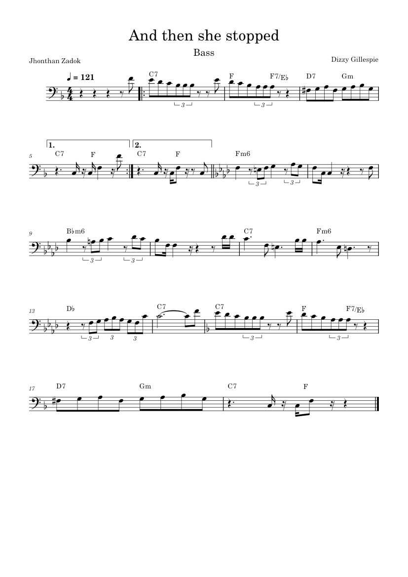 And then she stopped Sheet music for Bass guitar (Jazz Band ...
