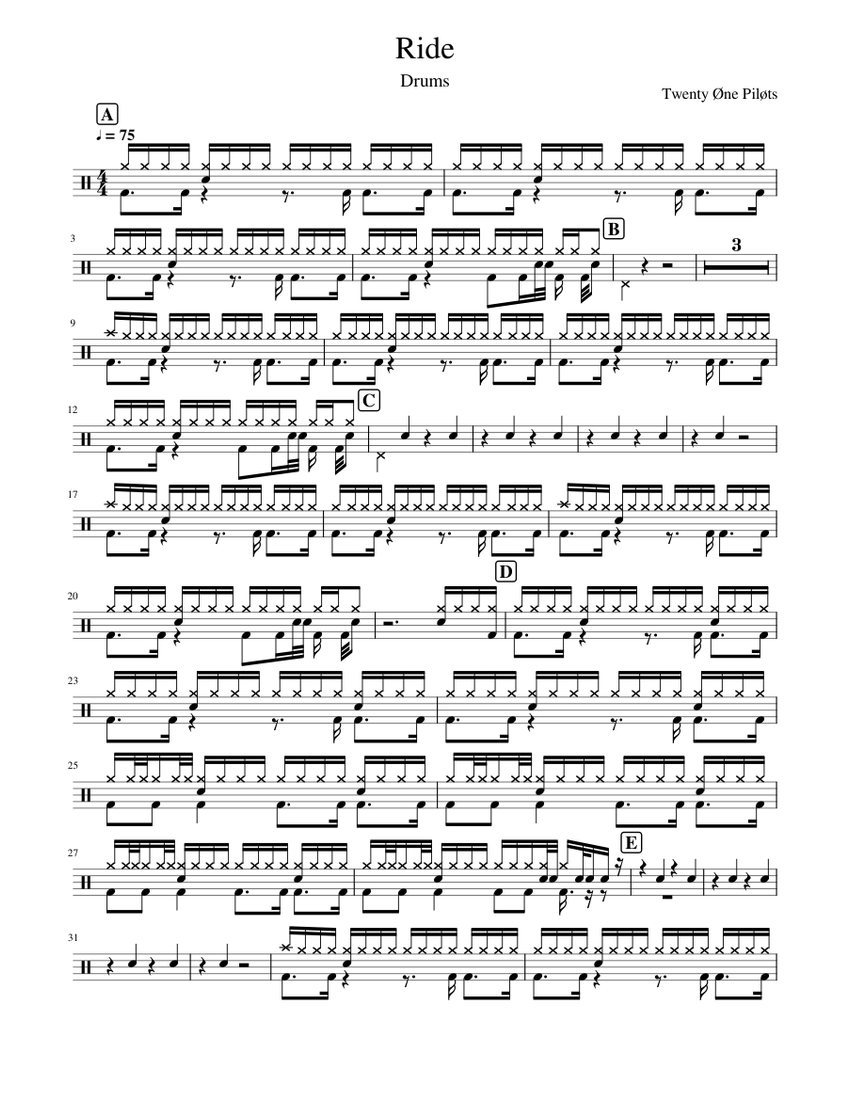 Ride Sheet music for Drum group (Solo) | Musescore.com
