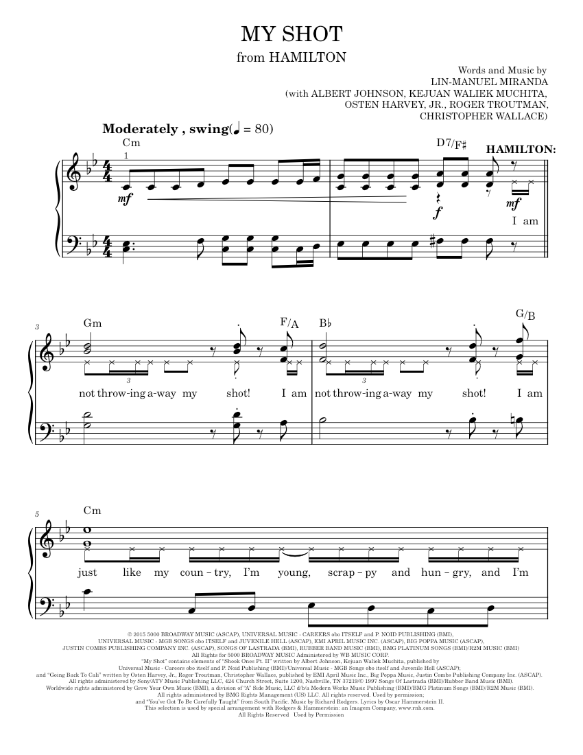 Play Official version of My Shot (from Hamilton) sheet music by Lin ...