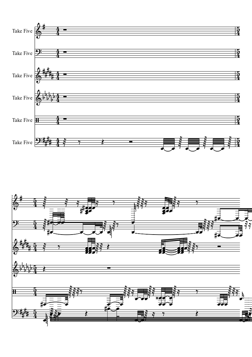 Take Five Sheet music for Piano, Bass guitar, Saxophone other (Mixed ...