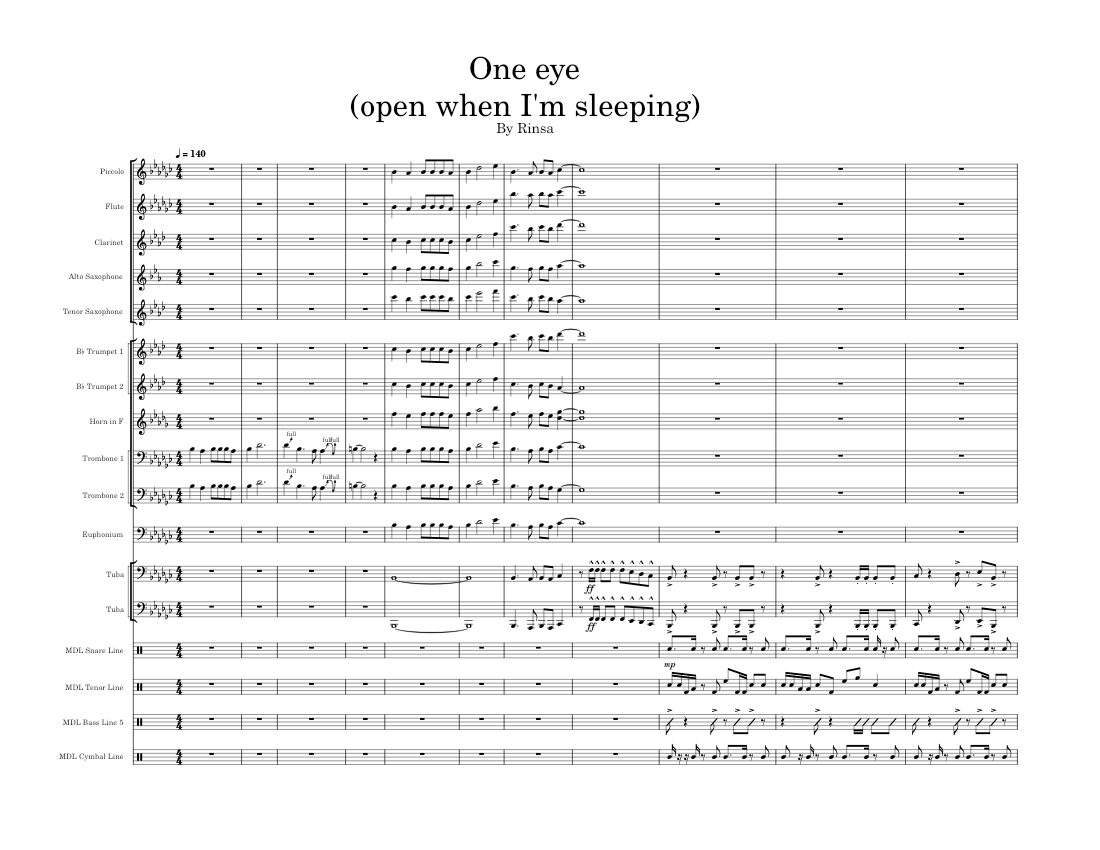 One eye open when I'm sleeping: By Rinsa Malone Sheet Music for ...