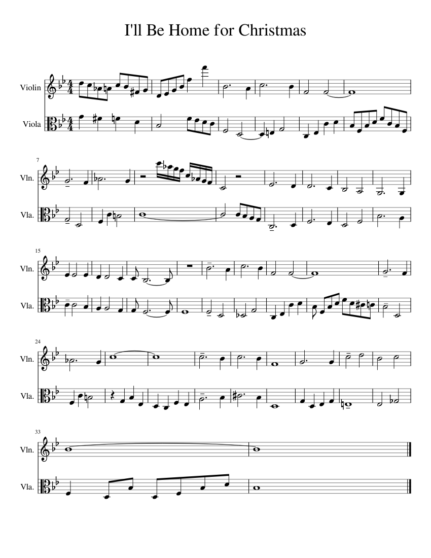I'll Be Home for Christmas Sheet music for Violin, Viola (String Duet ...