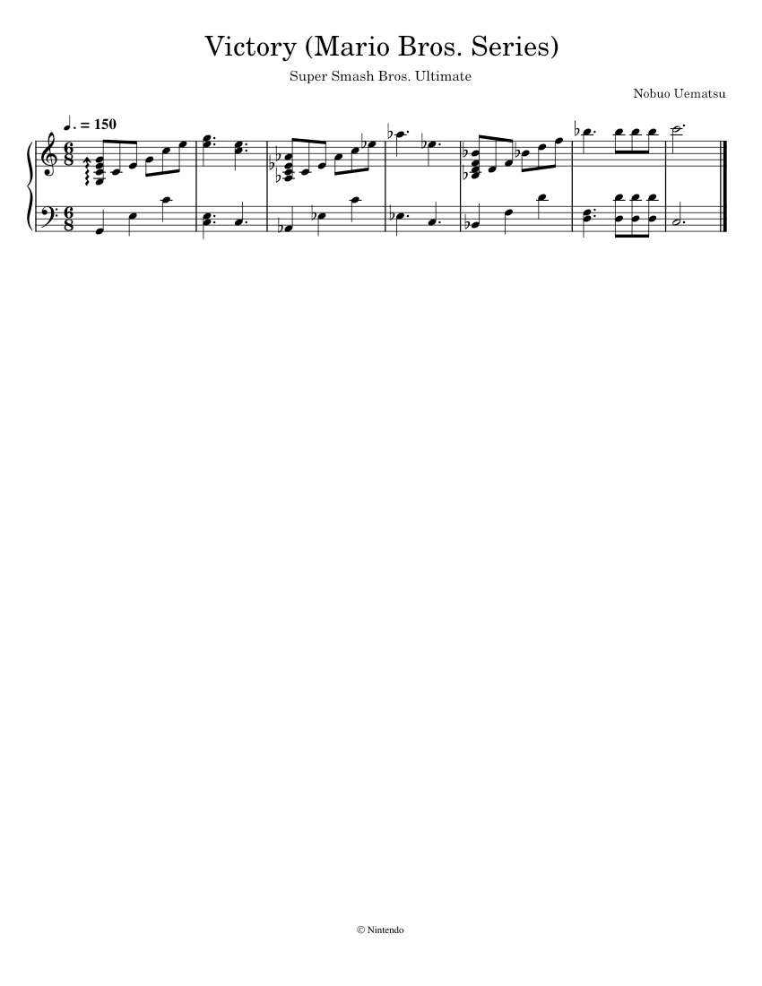 Victory (Mario Bros.) - Super Smash Bros. Ultimate Sheet music for ...