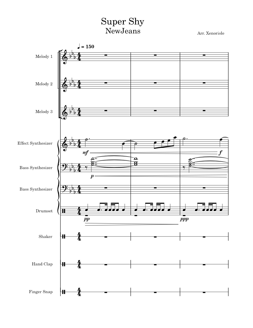 Super Shy (가사) – NewJeans Full Transcription Sheet Music for Oboe, Bass ...