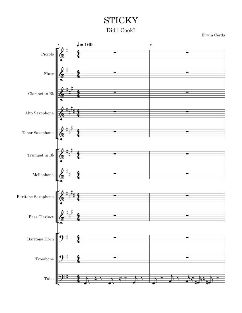 STICKY- Tyler The Creator – Erwin.Arr Sheet Music for Trombone, Tuba, Flute, Oboe & more ...