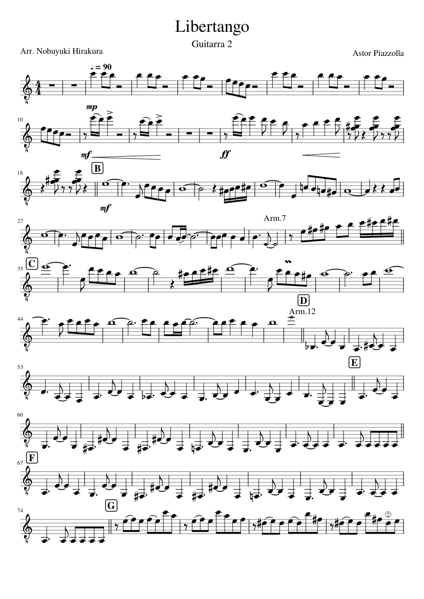 Libertango Sheet music for Guitar (Solo) | Musescore.com