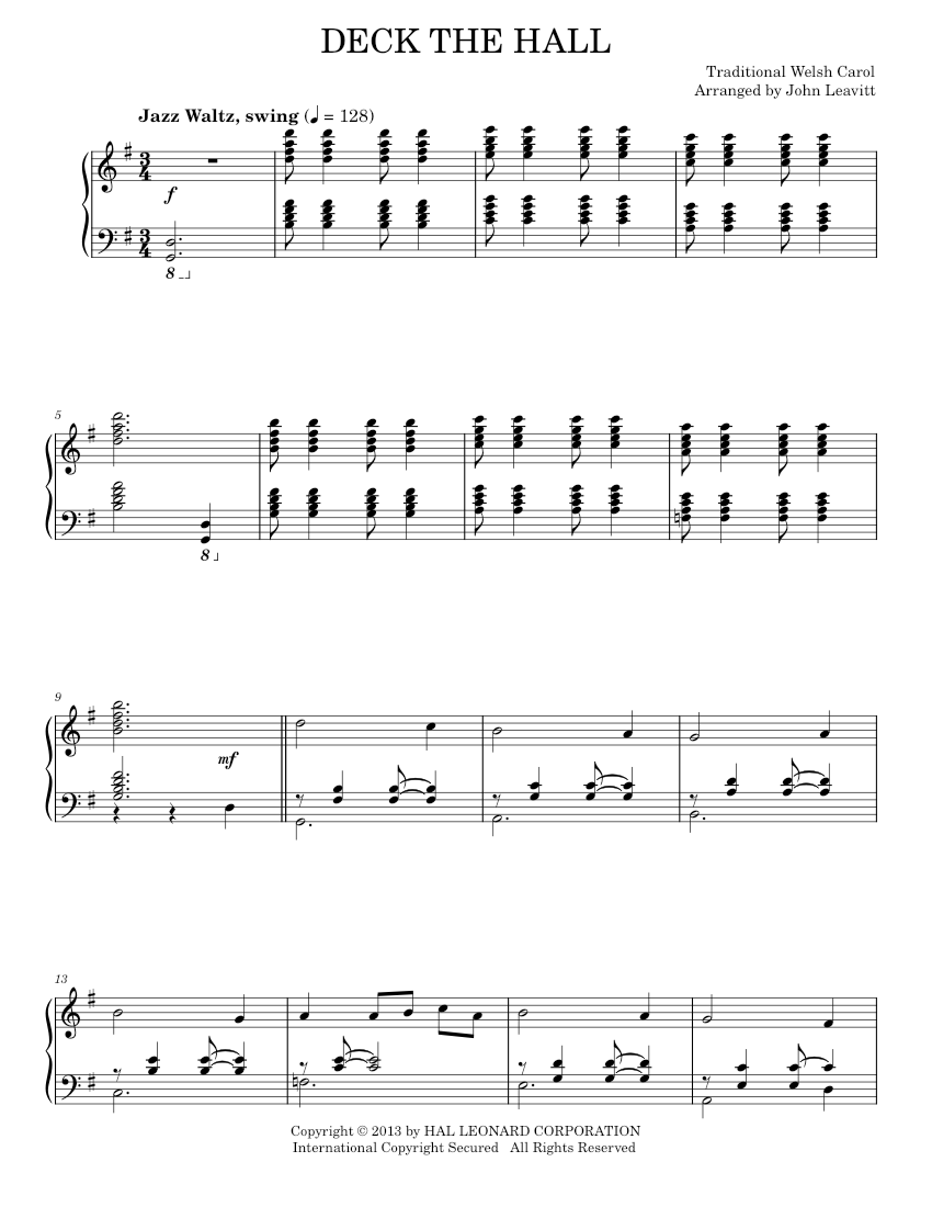 Play Official version of Deck the halls sheet music by Misc Christmas ...