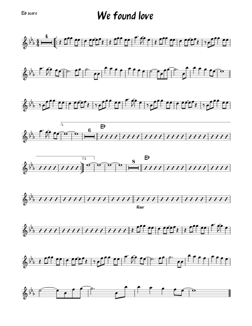 We Found Love Alto Sax Sheet Music For Piano Solo Easy 4963