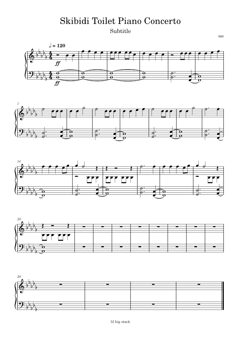 Skibidi Toilet Song – DaFuq!?Boom! Skibidi Toilet Piano Concerto Sheet Music for Piano (Solo ...