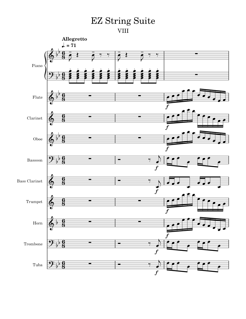 EZ String Suite, mvm VIII (Winds) Sheet music for Piano, Trombone, Tuba, Flute & more ...