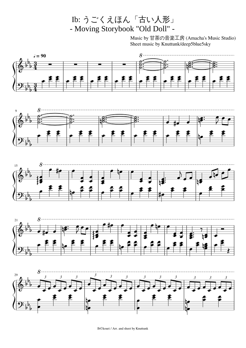 Ib: Moving Storybook "Old Doll" - うごくえほん「古い人形」 Sheet Music for Piano ...
