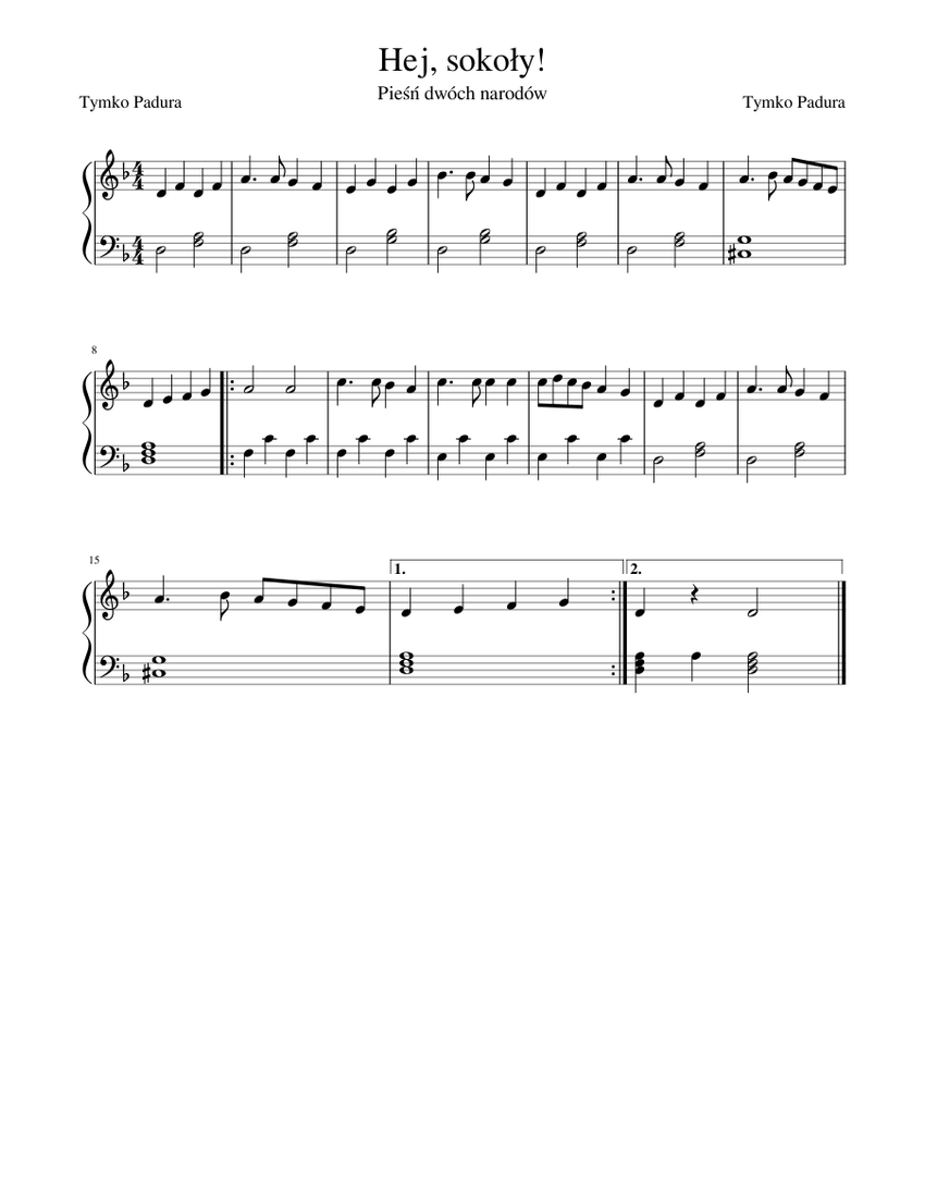 Hej, sokoły! Sheet music for Piano (Solo) | Musescore.com