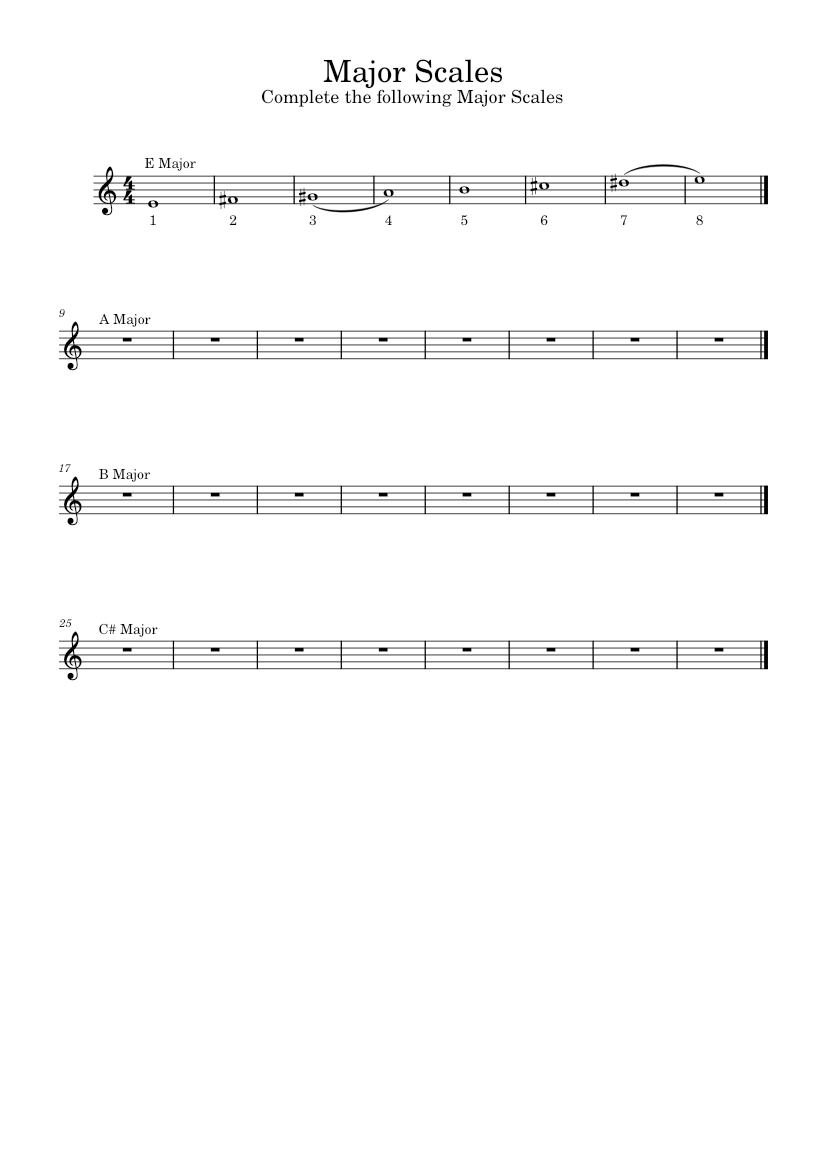 Major Scale Worksheet Sheet music for Piano (Solo) Easy | Musescore.com