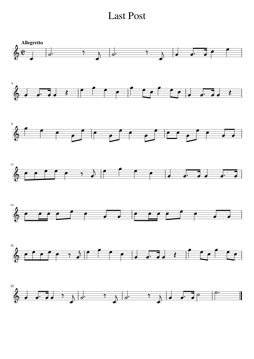 Last Post Sheet Music for Trumpet in b-flat (Solo) | MuseScore.com