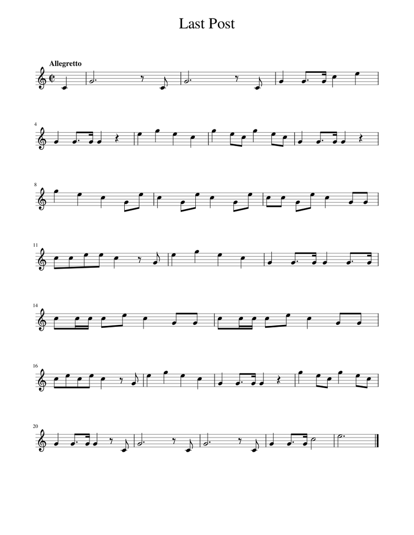 Last Post Sheet music for Trumpet in b-flat (Solo) | Musescore.com
