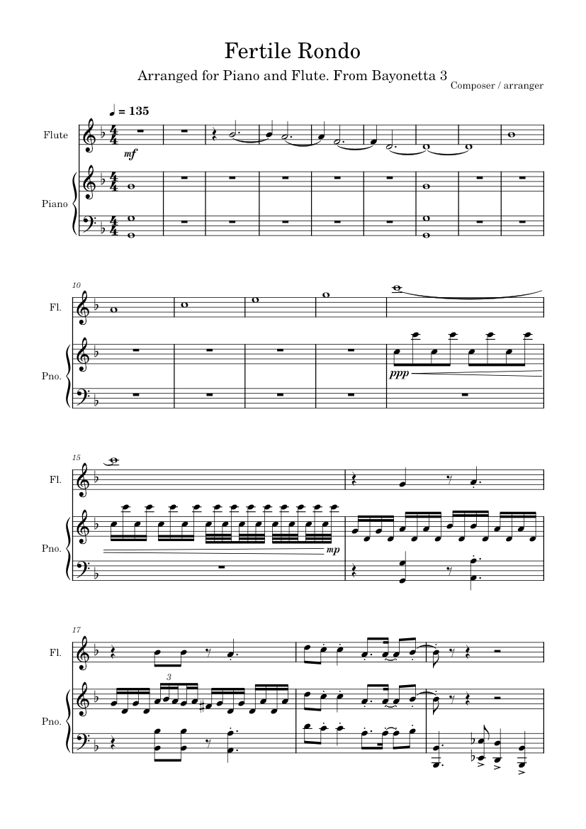 Fertile Rondo – bayonetta 3 Fertile Rondo (Piano and Flute) Sheet music ...
