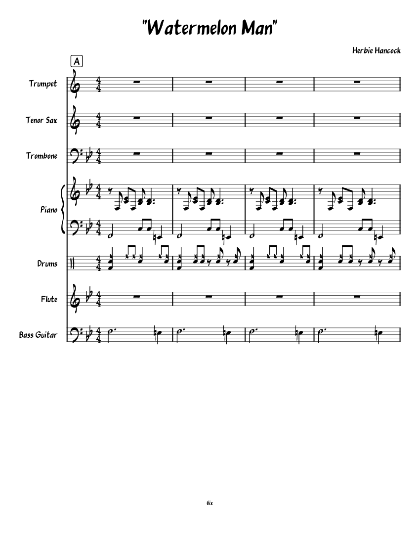 Watermelon Man Sheet music for Piano, Trombone, Flute, Saxophone tenor ...