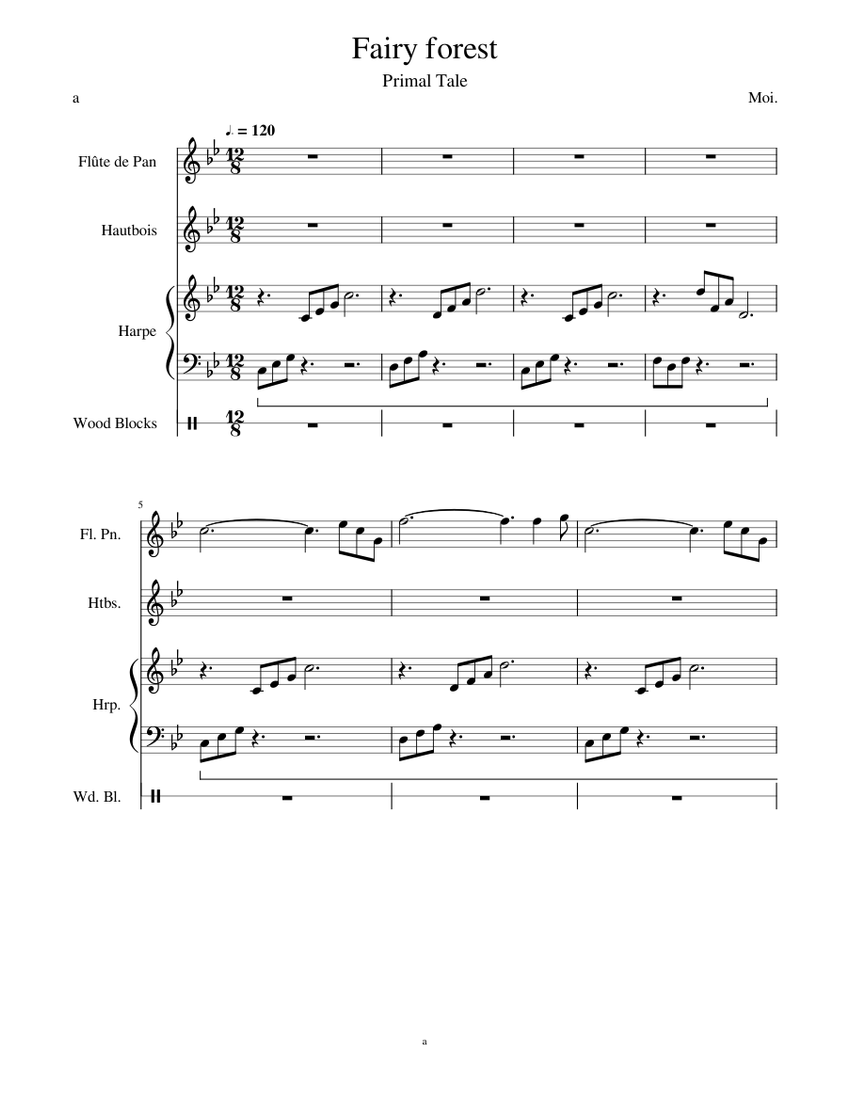 Fairy forest Sheet music for Oboe, Harp, Woodblock, Flute other (Mixed ...