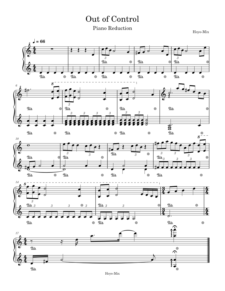 Honkai: Star Rail Main Theme – HOYO-MiX Out of Control Sheet Music for ...