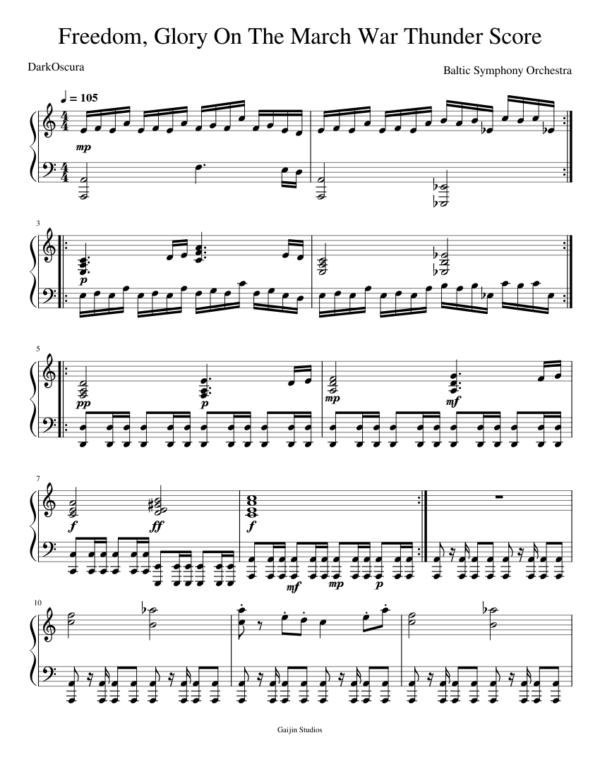 Freedom, Glory On The March – Baltic Symphony Orchestra Sheet music for ...