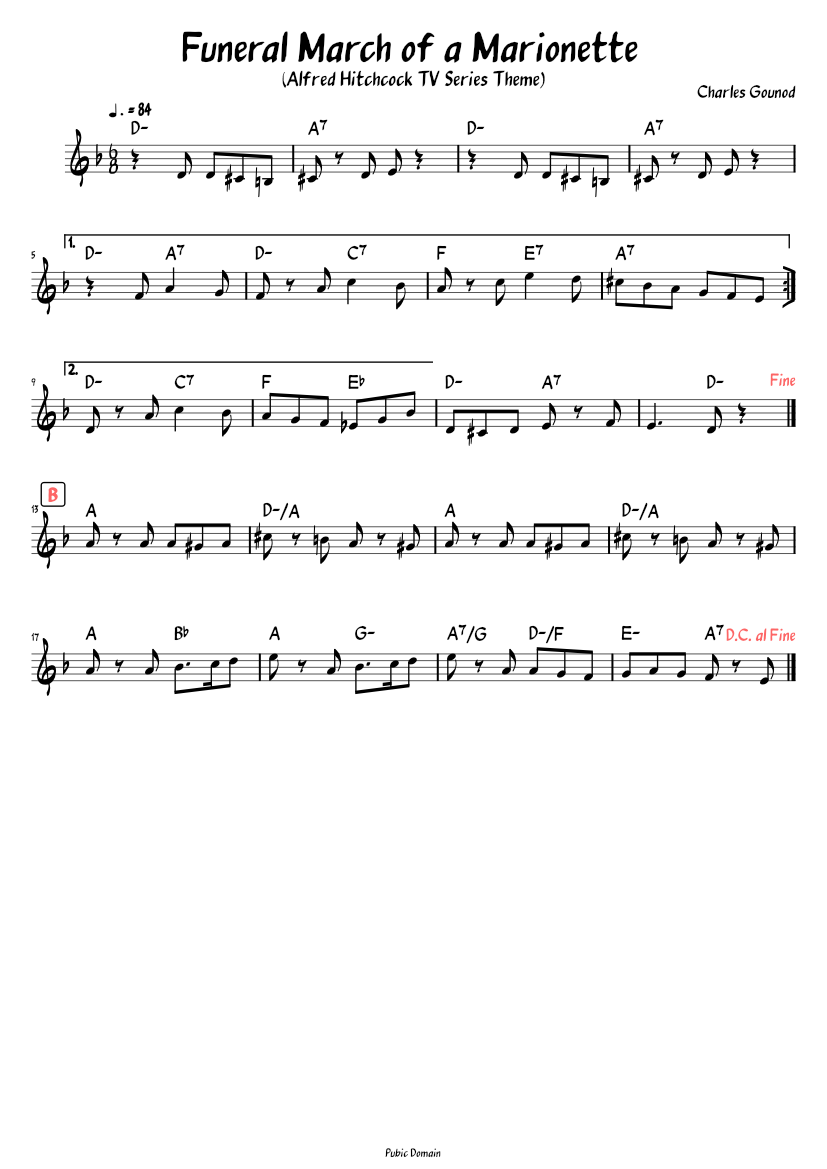 Funeral March of a Marionette (Lead sheet) Sheet music for Piano (Solo ...