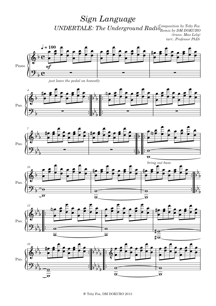 DM DOKURO – Sign Language Sheet music for Piano (Piano Duo) | Musescore.com
