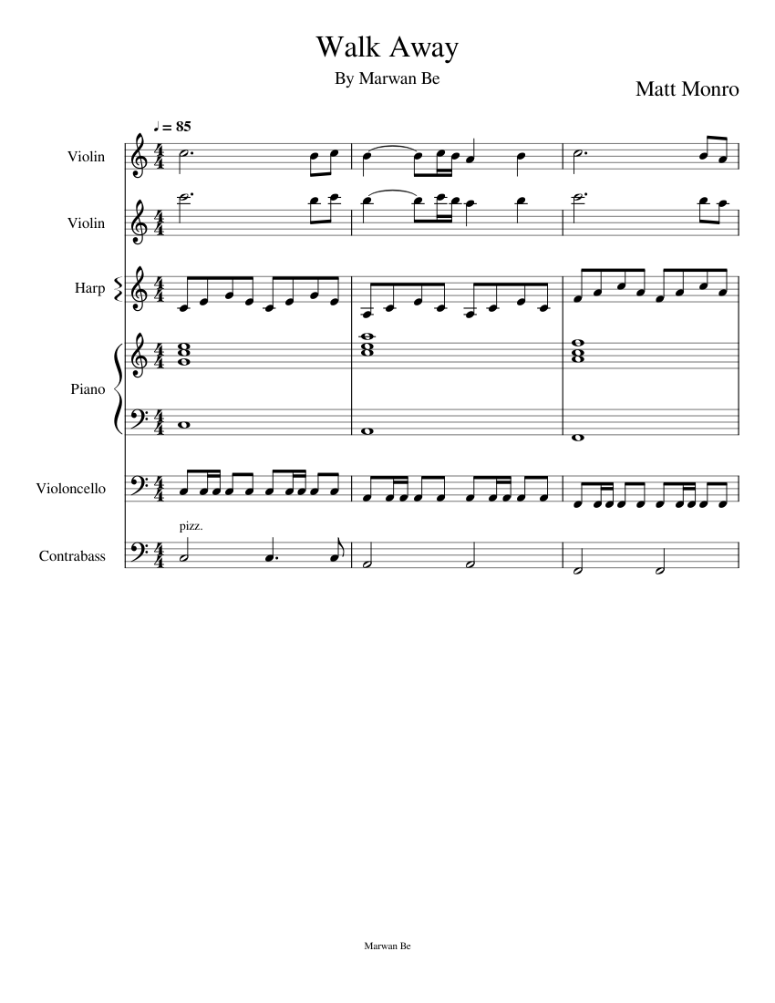 Walk Away - Matt Monro Sheet music for Piano, Contrabass, Violin, Cello ...