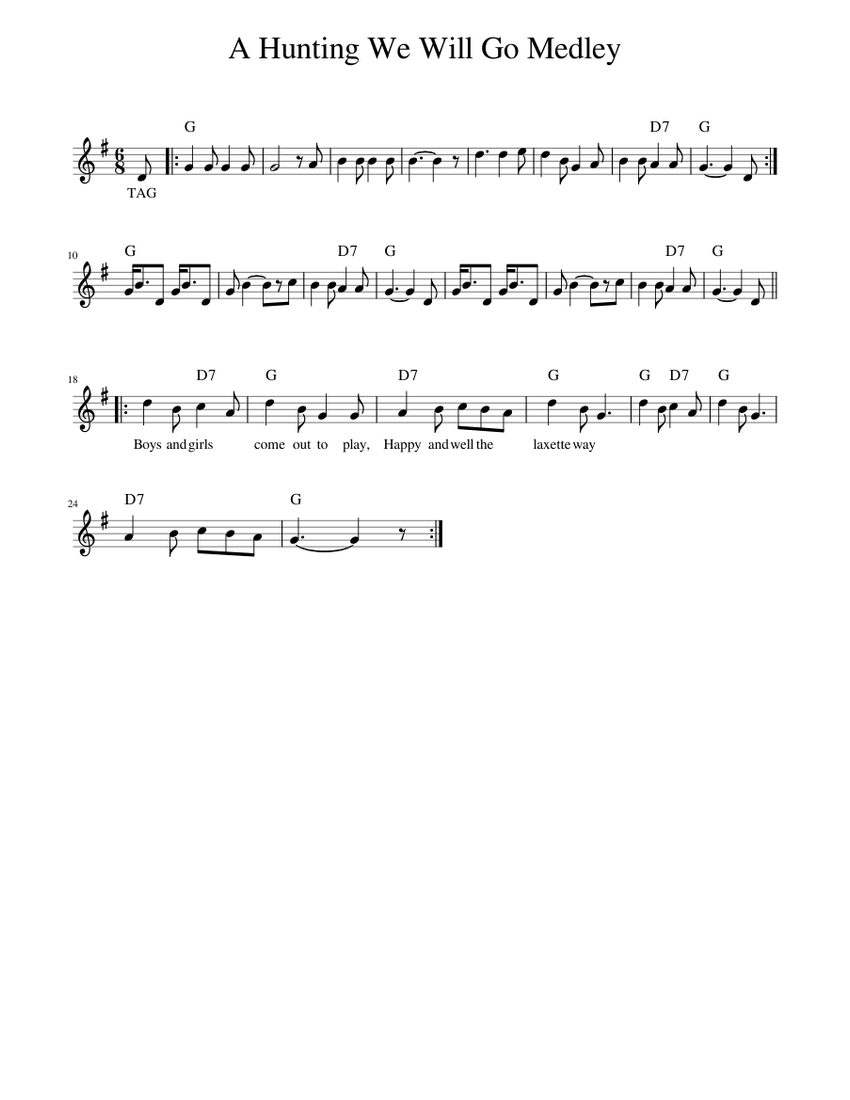 A Hunting We Will Go Medley Sheet music for Piano (Solo) Easy ...