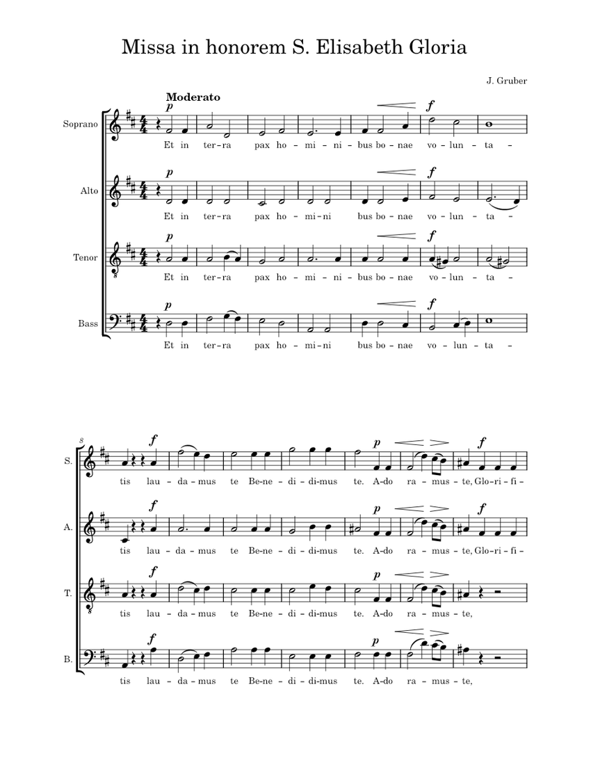 Missa in honorem s Elisabeth Gloria– J. Gruber - piano tutorial