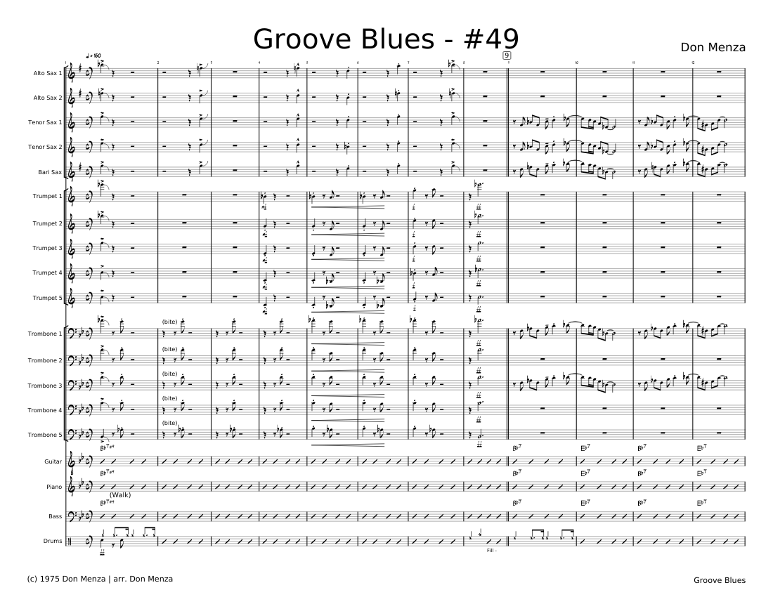 Groove Blues – Don Menza Sheet Music for Piano, Trombone, Saxophone ...