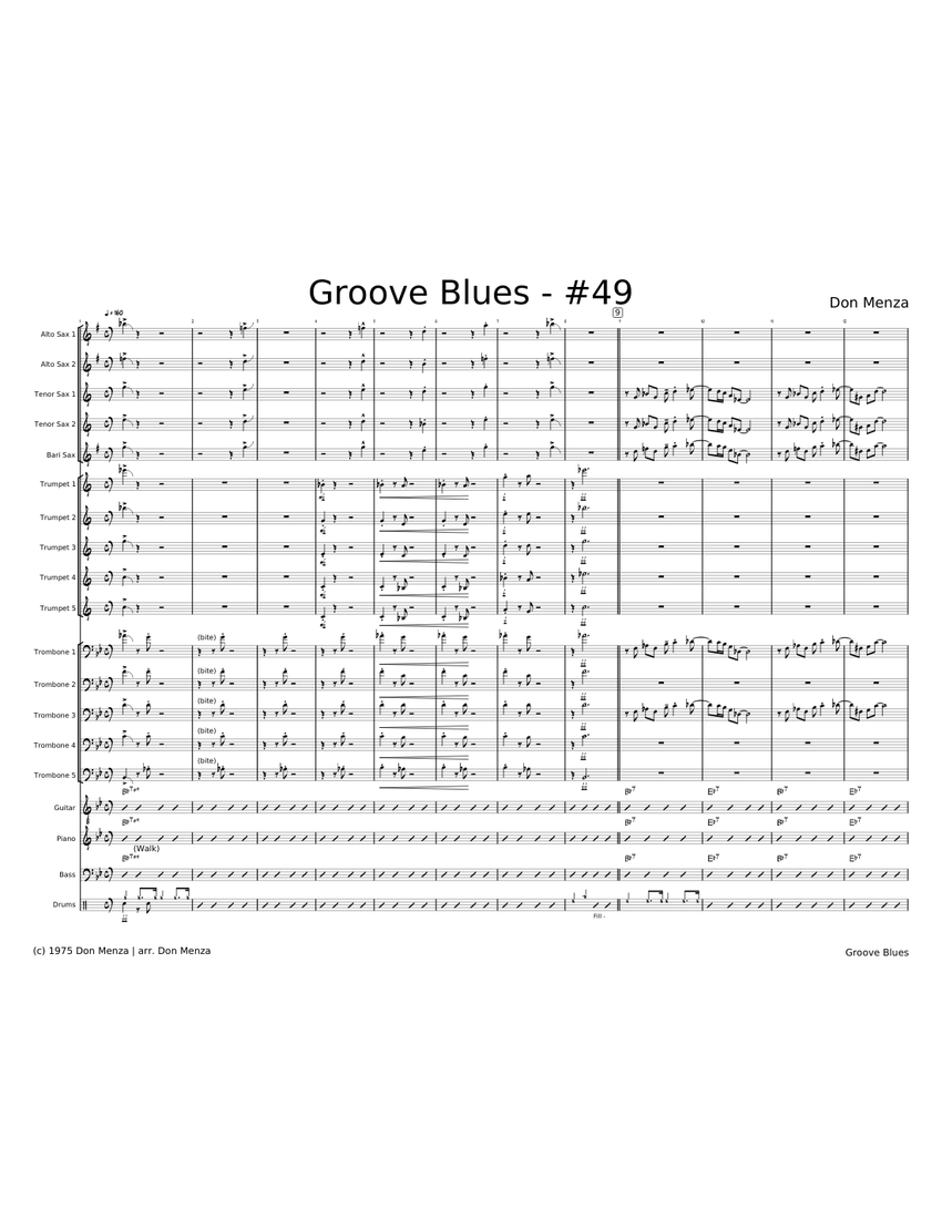 Groove Blues – Don Menza Sheet music for Piano, Trombone, Saxophone ...
