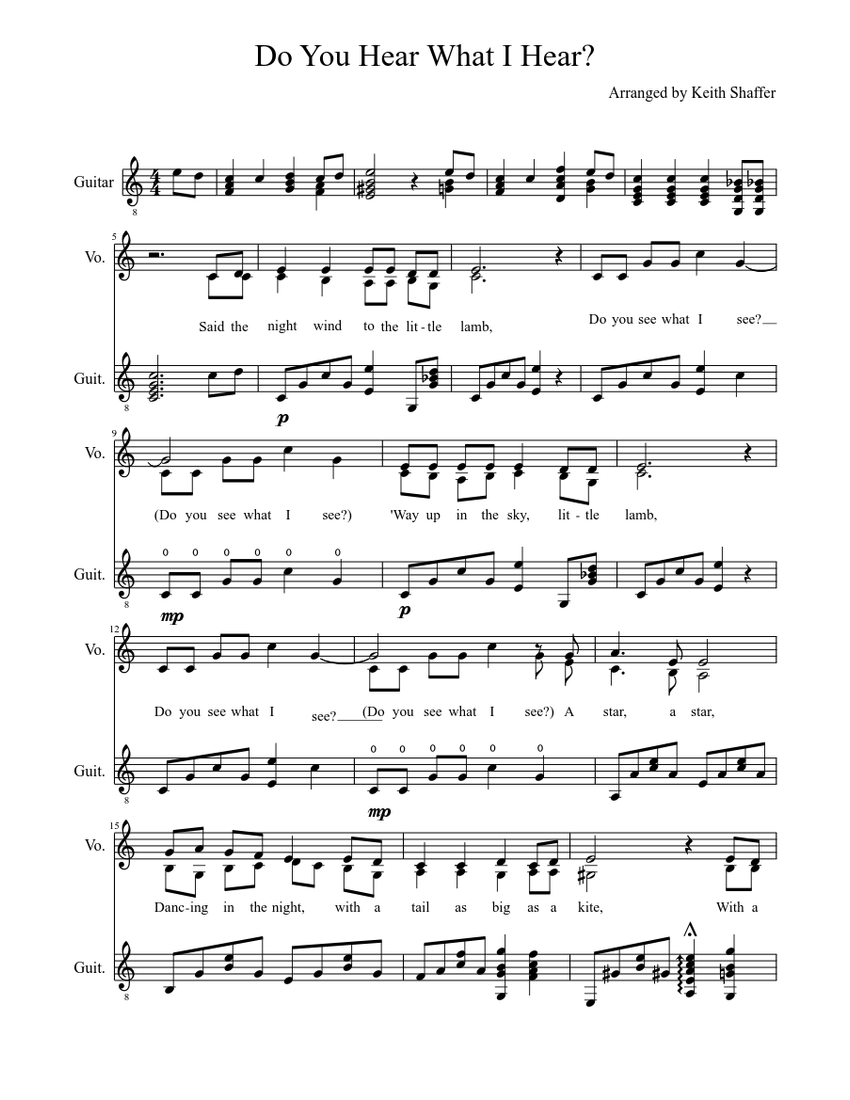 Do You Hear What I Hear? Sheet music for Guitar, Voice (other) (Mixed ...